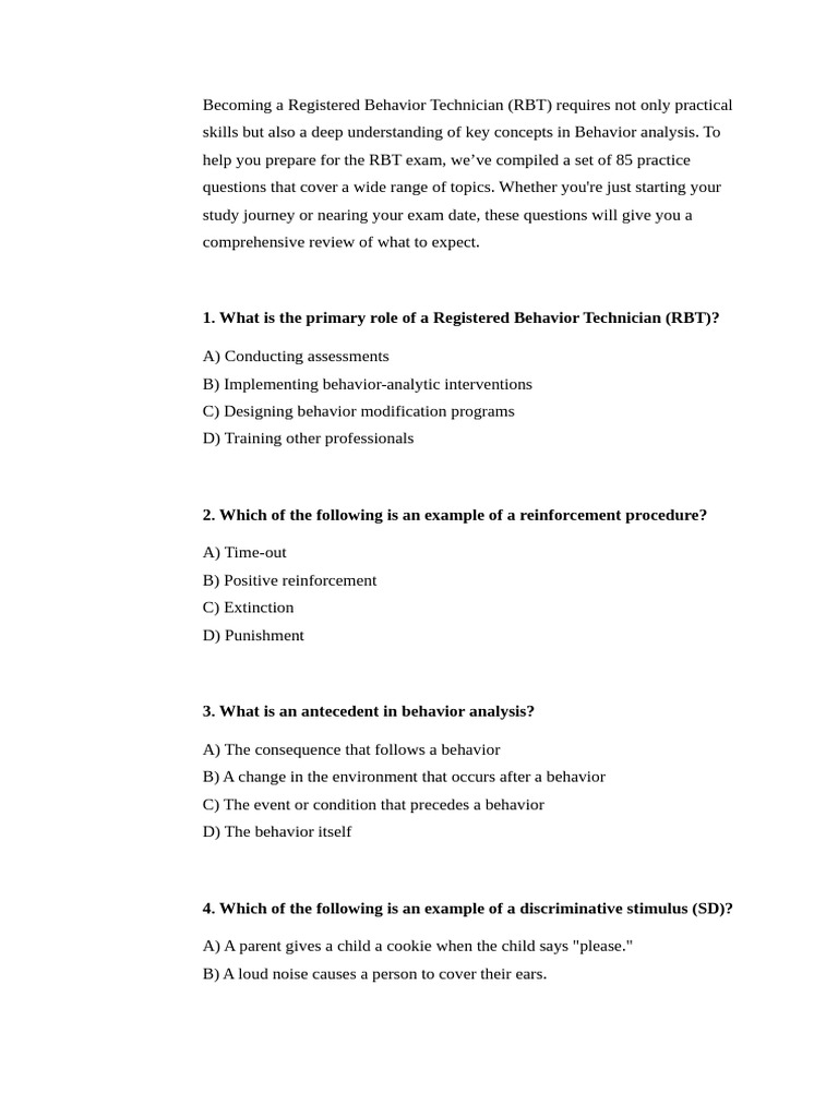 Becoming A Registered Behavior Technician | PDF | Reinforcement ...