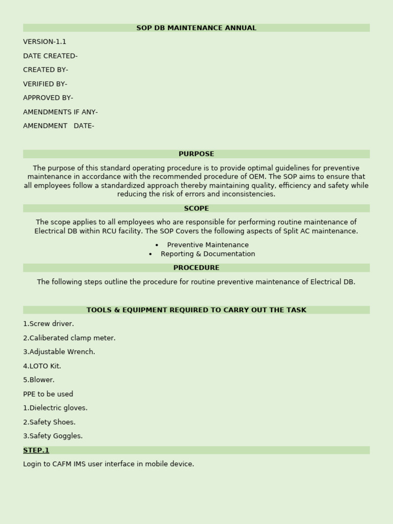 Sop DB Panel Annual PPM - Draft | PDF | Personal Protective Equipment ...