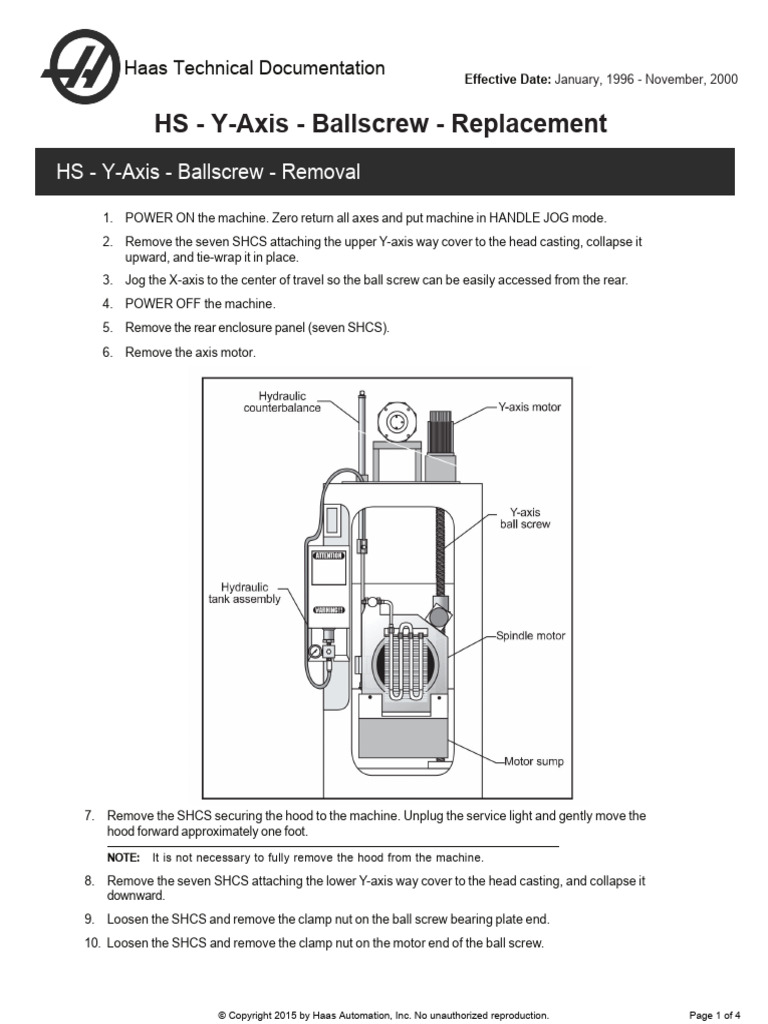 Haas Y-Axis Ballscrew Replacement Guide | PDF | Nut (Hardware) | Screw