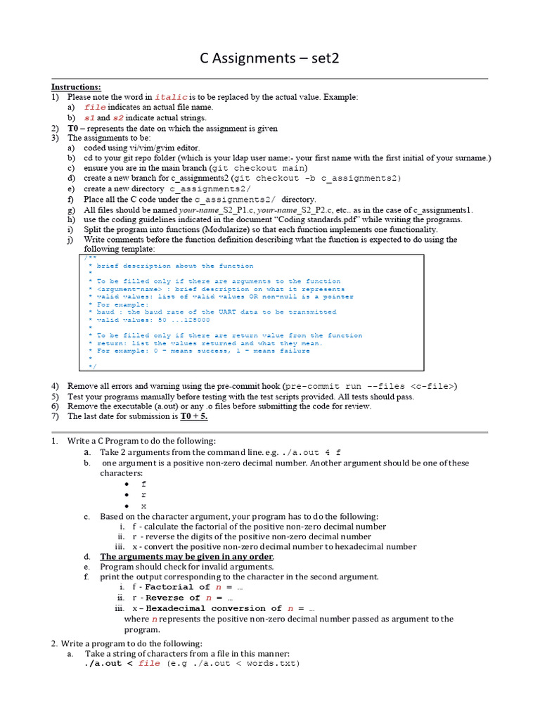 C Programming Assignments Set 2 | PDF | Software | Computer Engineering