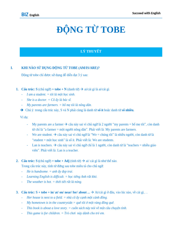 Unit 3 - Đ NG T Tobe | PDF