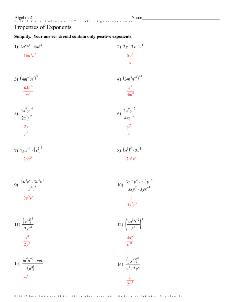 Challenge KEY Laws of Indices | PDF