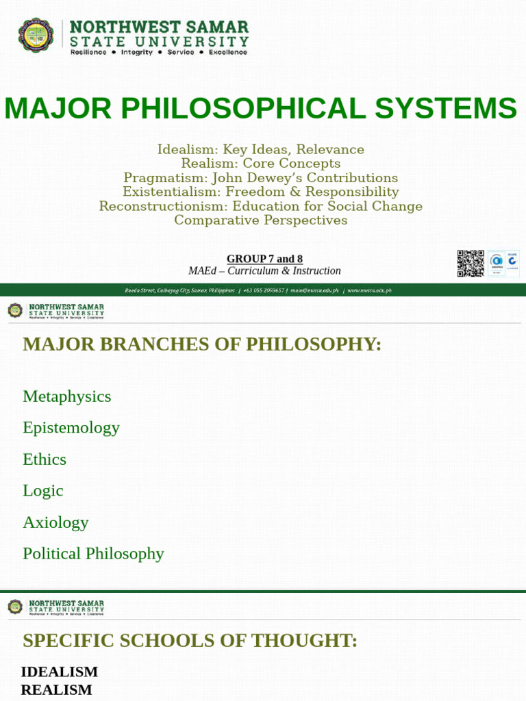 Group 78 Major Philosophical Systems Report With Names of Reporters ...