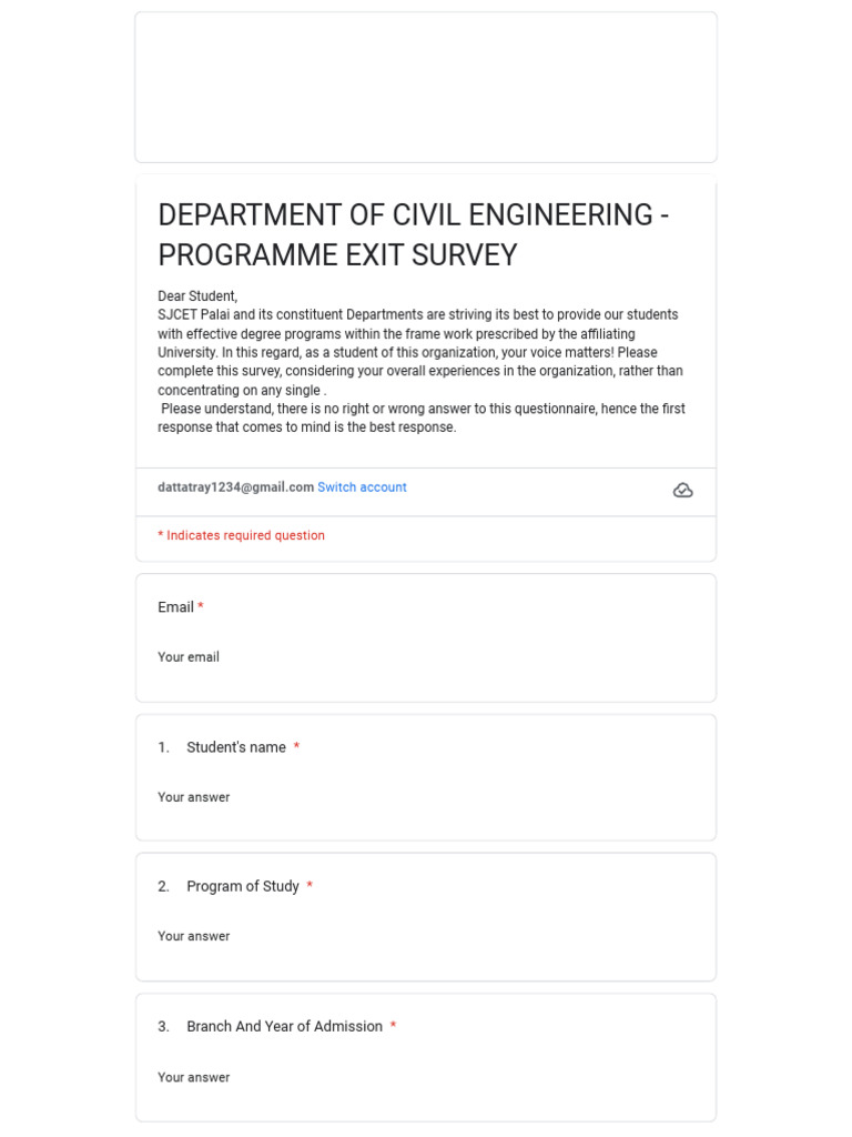 Department of Civil Engineering - Programme Exit Survey | PDF ...