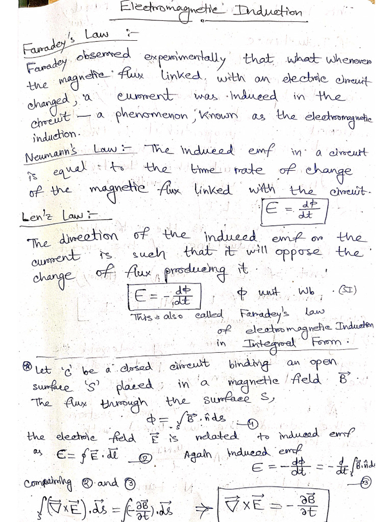 Electromagnetic Induction. Notes SR | PDF | Electromagnetism ...