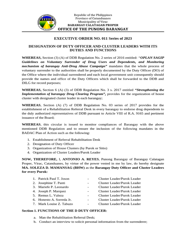 11 Duty Officer and Cluster Leaders Functions | PDF | Justice | Crime ...