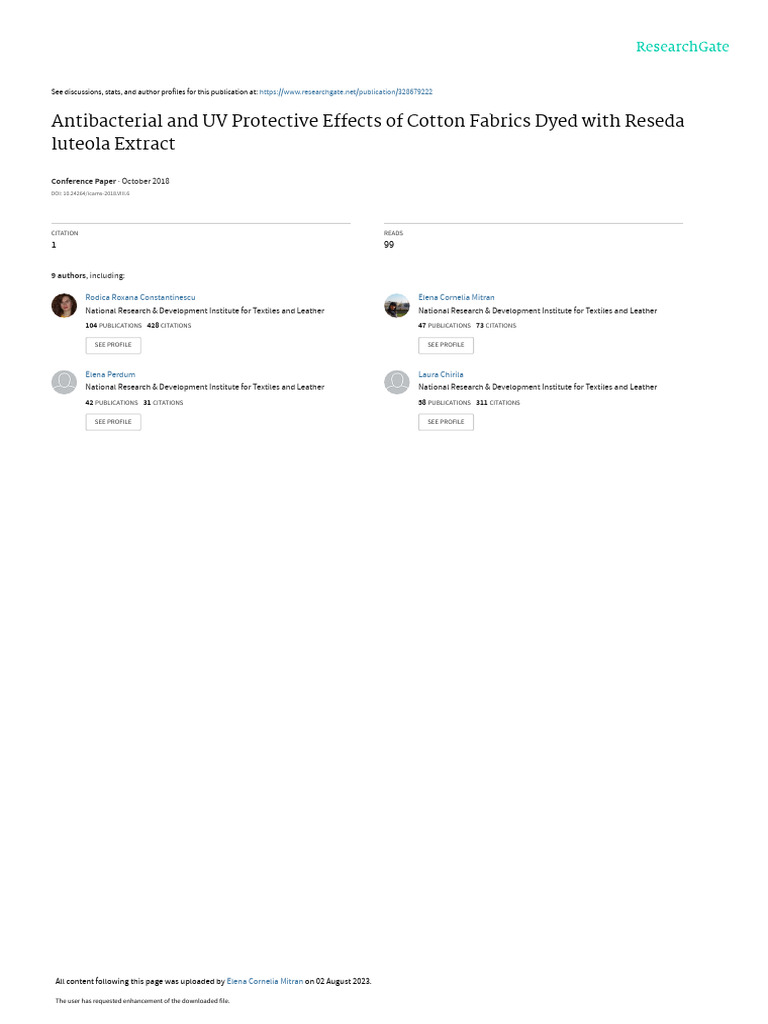 Antibacterial and UV Protective Effects of Cotton | PDF | Dyeing ...