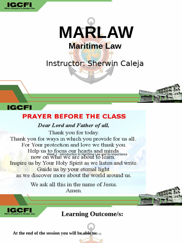 Week 1 - Introduction To Maritime Law and Its Importance | PDF ...