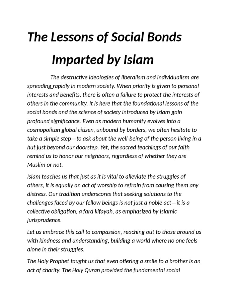 Social Bonds in Islam: A Call to Compassion | PDF | Abrahamic Religions