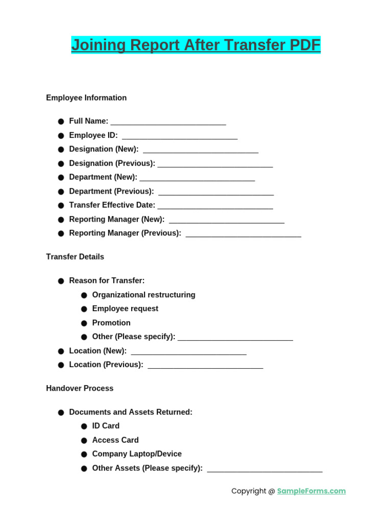 Joining Report Template for Transfers | PDF | Business