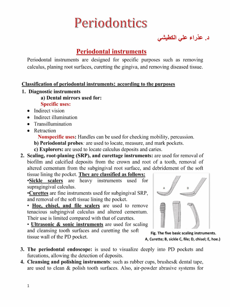 Periodental Instruments summerized to make it easy | PDF