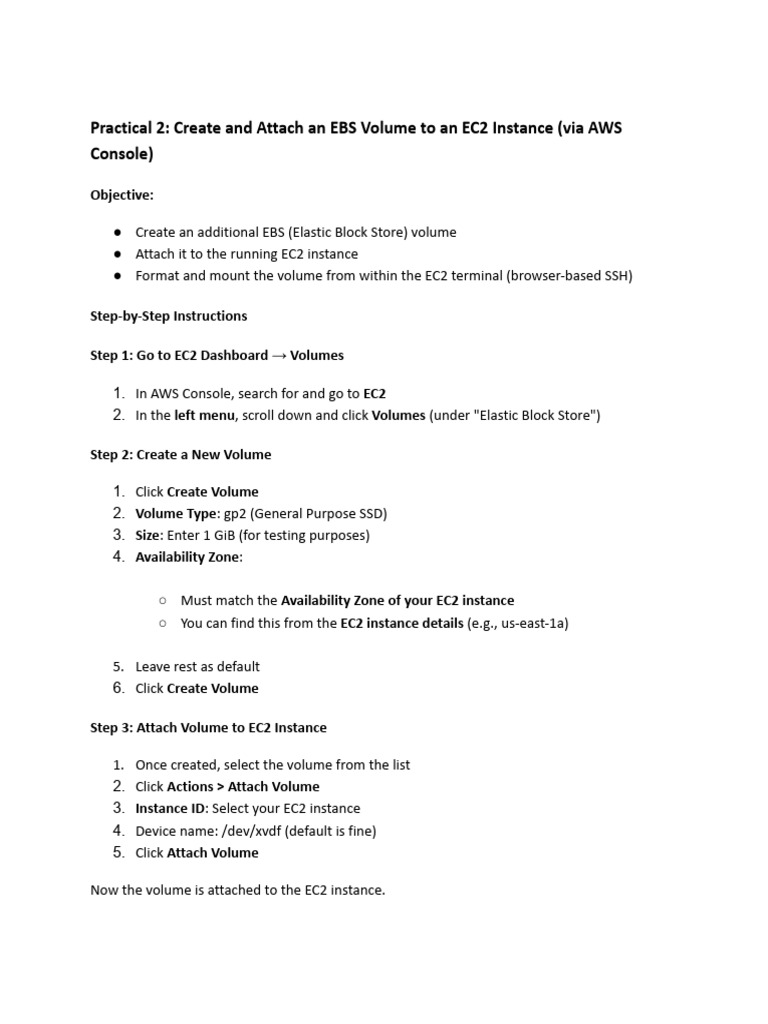 Attach and Format EBS Volume on EC2 | PDF | Computer Science ...