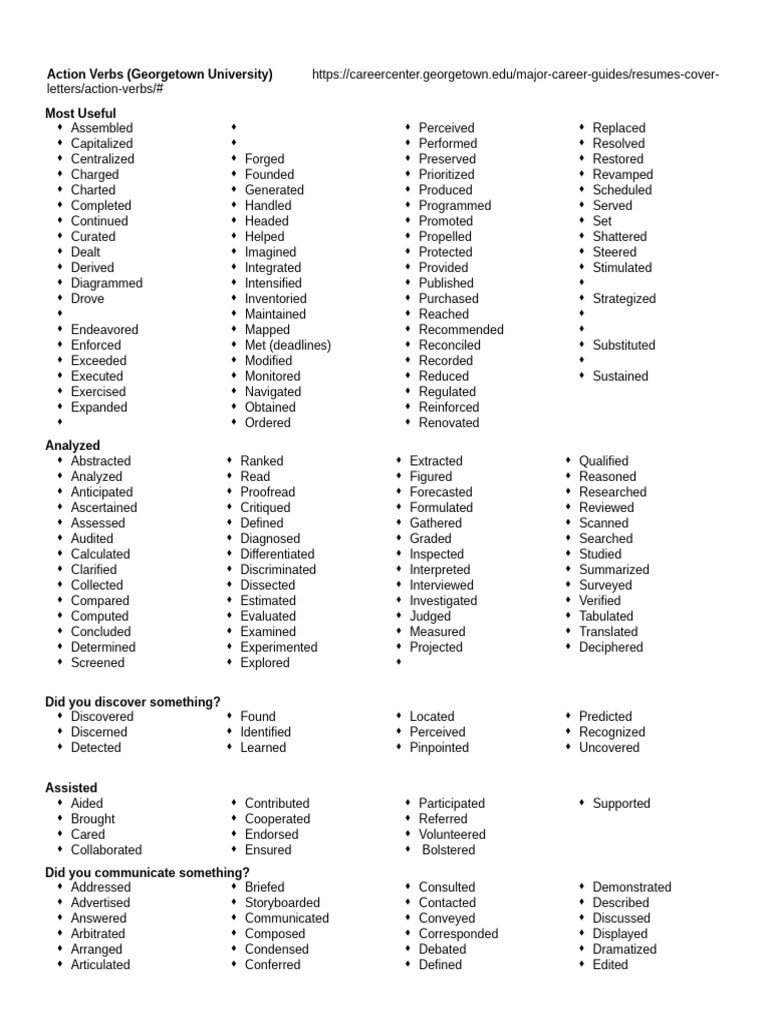 Action Verbs & Adjectives | PDF