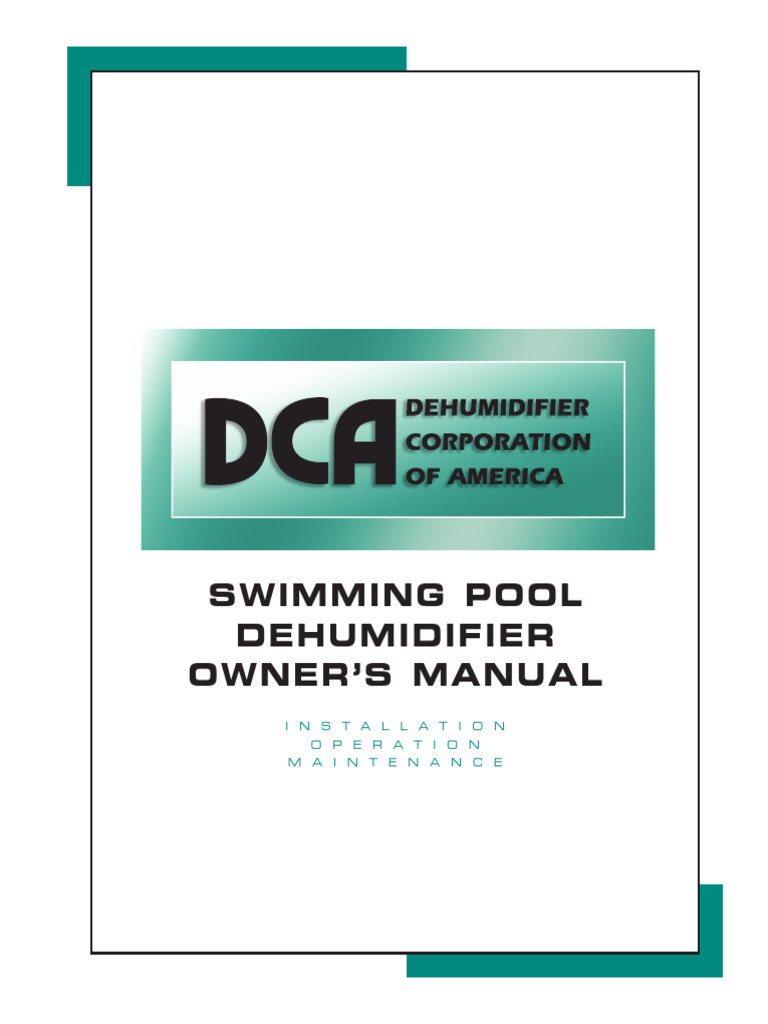 Pool Dehumidifier Installation Manual | PDF | Duct (Flow) | Thermostat
