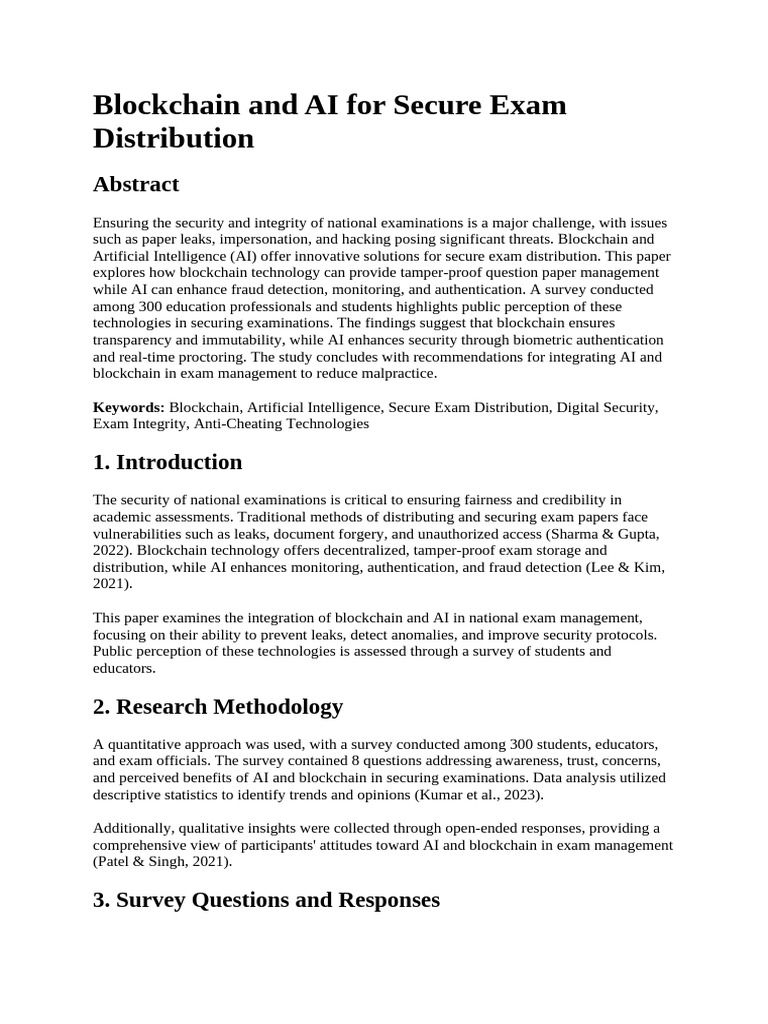 Blockchain and AI For Secure Exam Distribution | PDF | Computer Security | Security