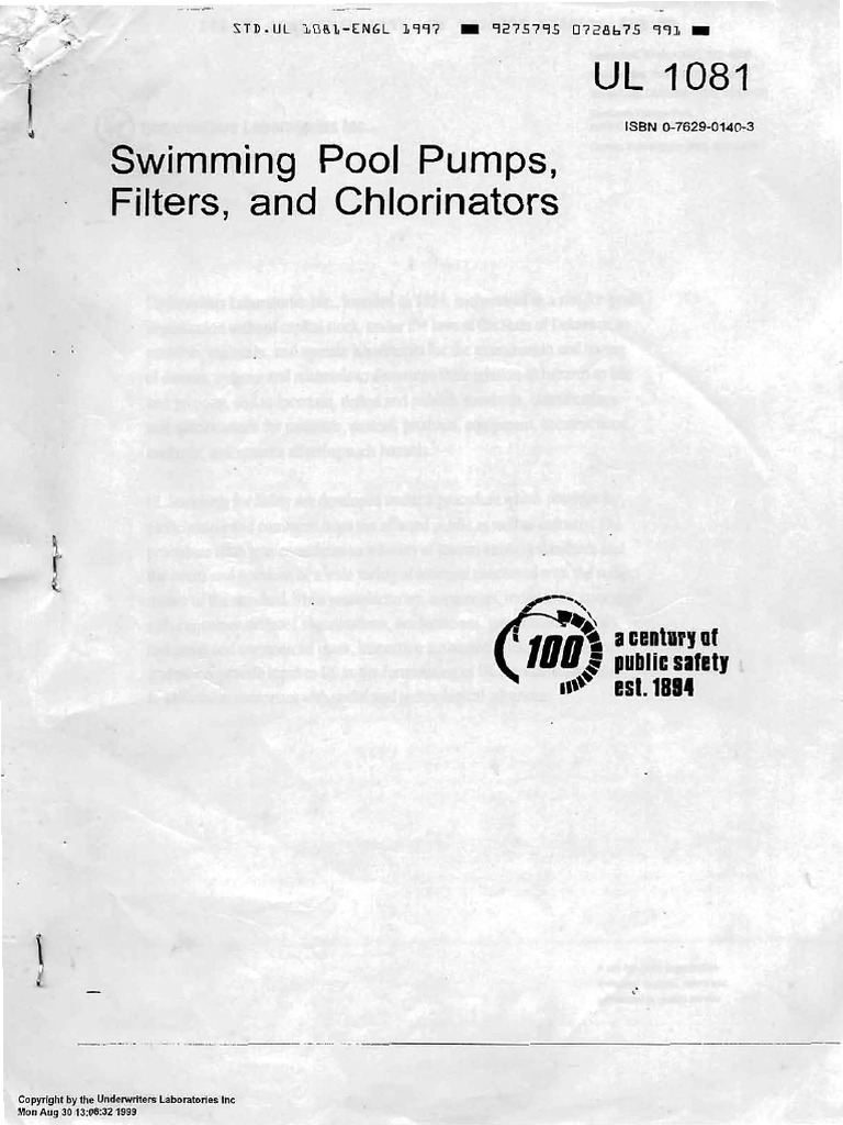 Swimming Pool Pumps-Ul 1081 | PDF