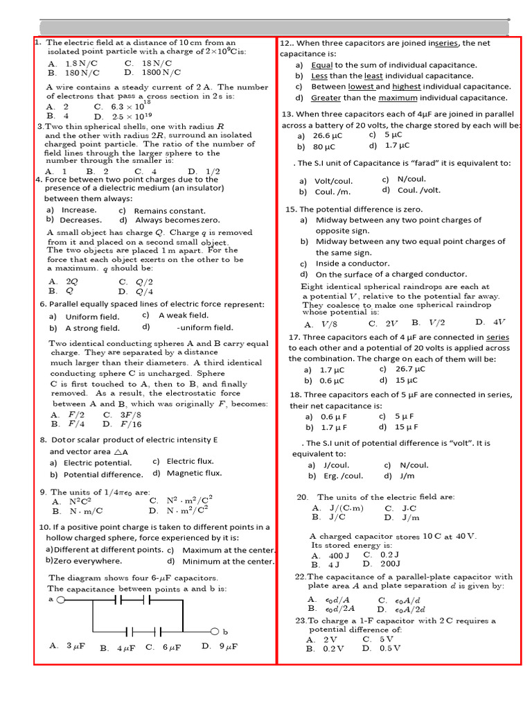 Electric Field +capacitors Ass.# 04 | PDF | Capacitance | Capacitor