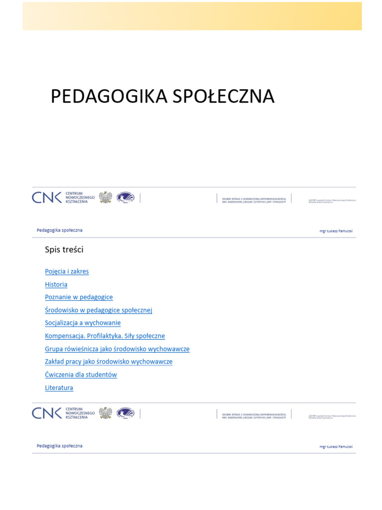 Pedagogika Społeczna - Famulski Ł. | PDF