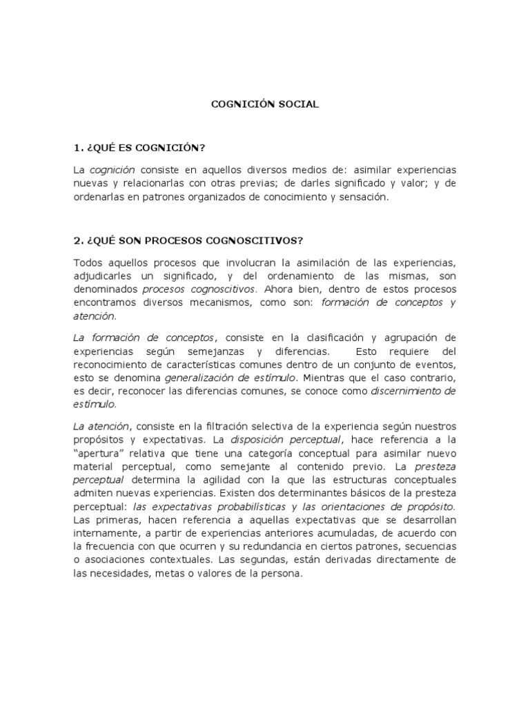 Definición de Cognición Social | PDF | Los símbolos | Concepto