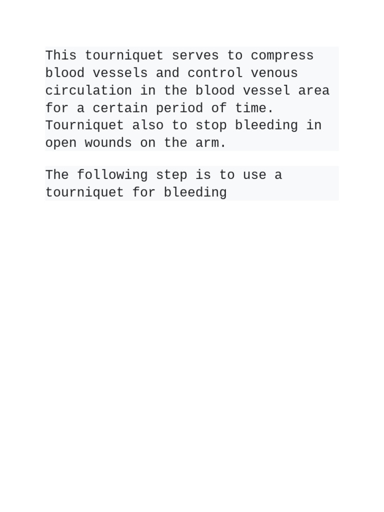 Tourniquet Use for Bleeding Control | PDF