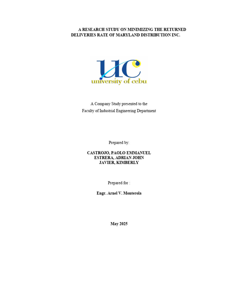 Or (Final Paper Revised) Castrojo Estrera Javier - Copy | PDF | Supply Chain Management | Logistics