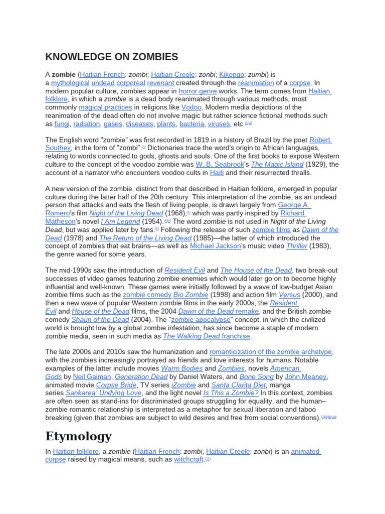 Understanding Zombie Mythology and Culture | PDF | Zombies
