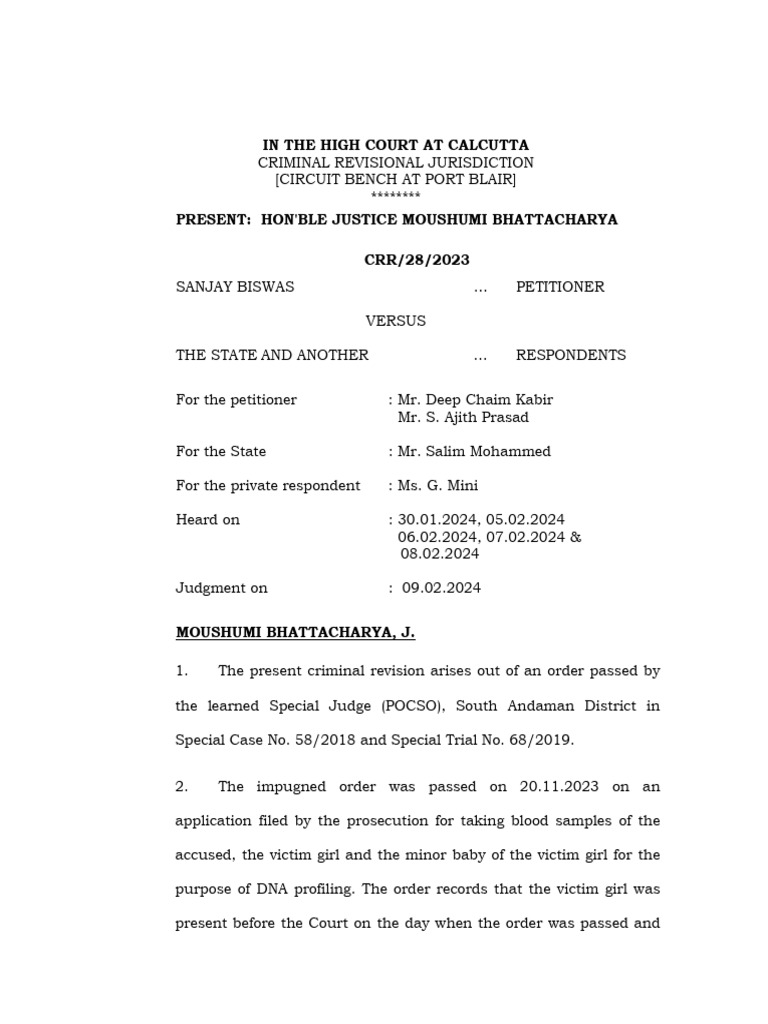 Calcutta High Court DNA Test Ruling | PDF | Prosecutor | Trials