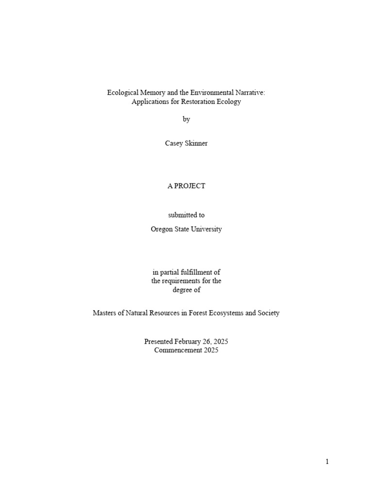 Ecological Memory and The Environmental Narrative Applications For ...