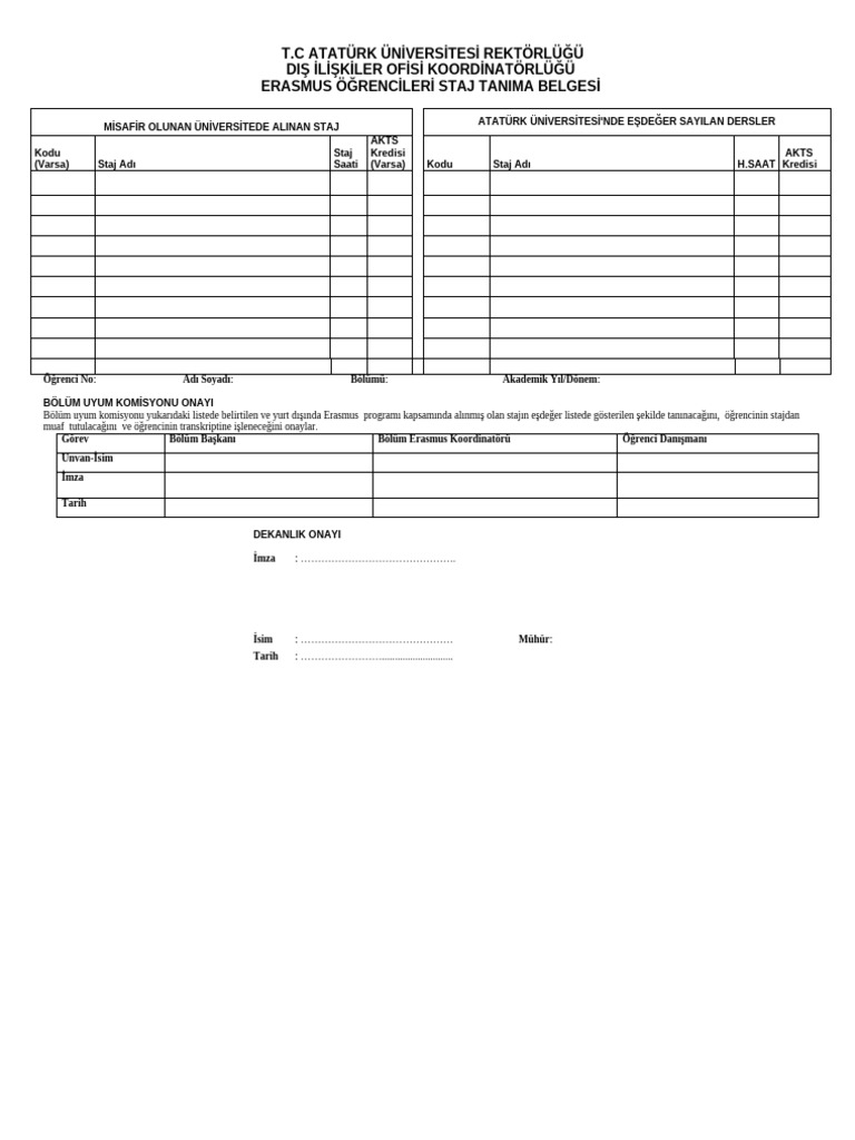Staj Taninma Formu | PDF