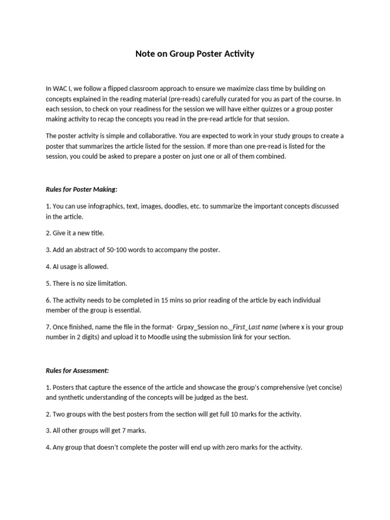 WAC 1_Note on Group Poster Activity | PDF