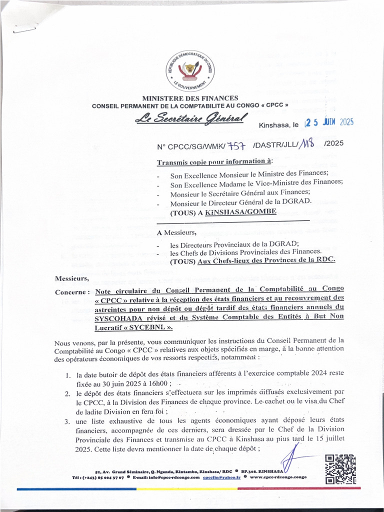 Circulaire CPCC SYCEBNL | PDF