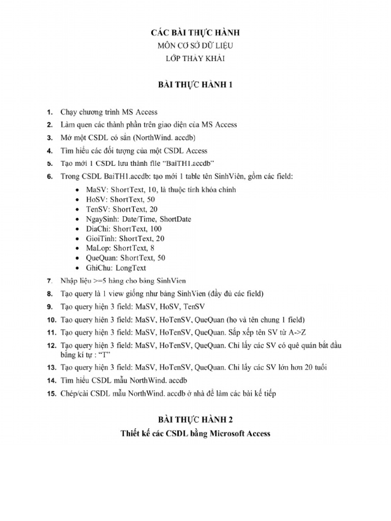 CSDL Baithuchanh Hk3 2425 H | PDF