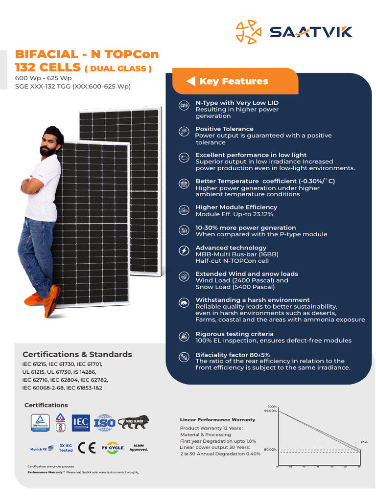Saatvik 600Wp N-TOPCon Solar Panel | PDF | Solar Panel | Electrical Engineering