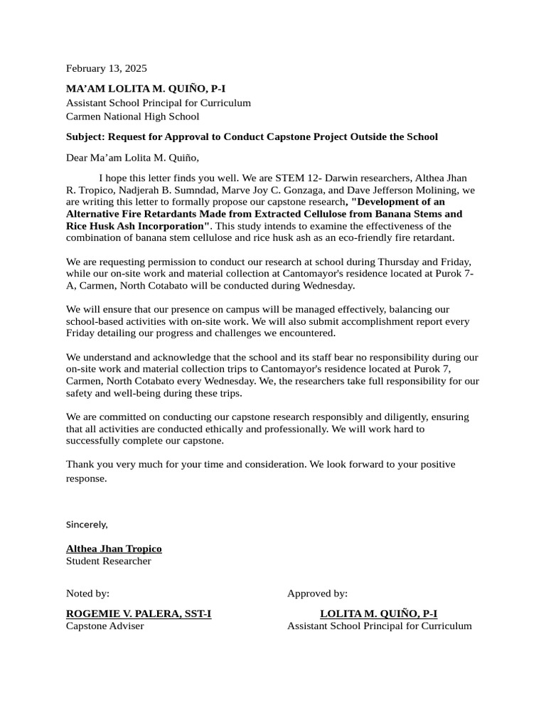 Letter For Class Schedule Modification | PDF