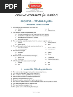 Class 5-Science Notes-The Nervous System | PDF | Brain | Nerve