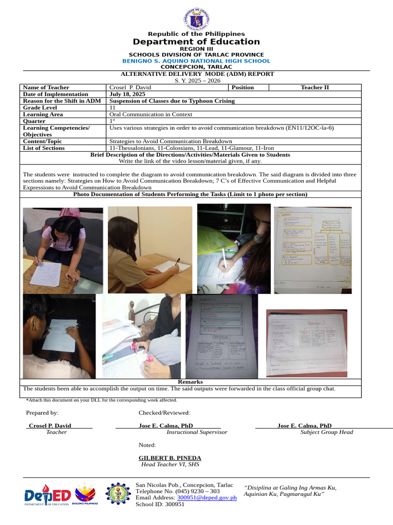 Alternative Delivery Mode Report Template | PDF | Human Communication ...