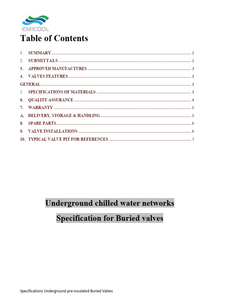 Specifications for Buried Valves | PDF | Valve | Specification ...