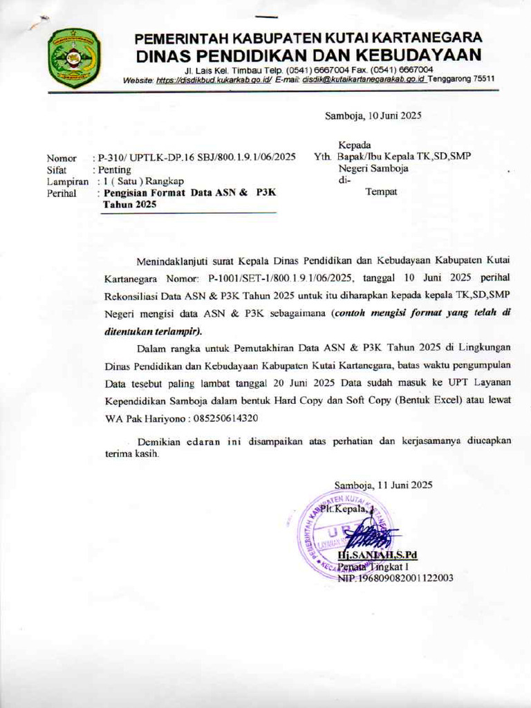 Edaran Pengisian Data Asn & p3k 2025 | PDF