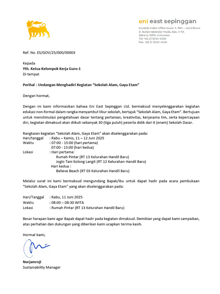 Surat Undangan KKG | PDF