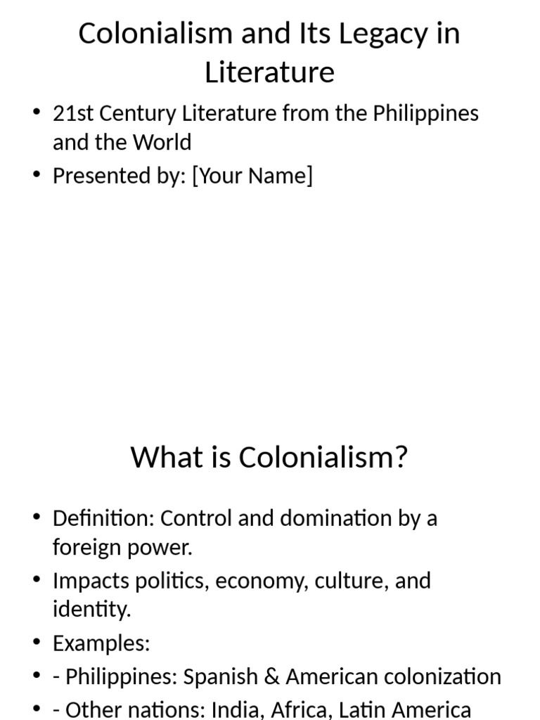 Colonialism and Literature Presentation | PDF