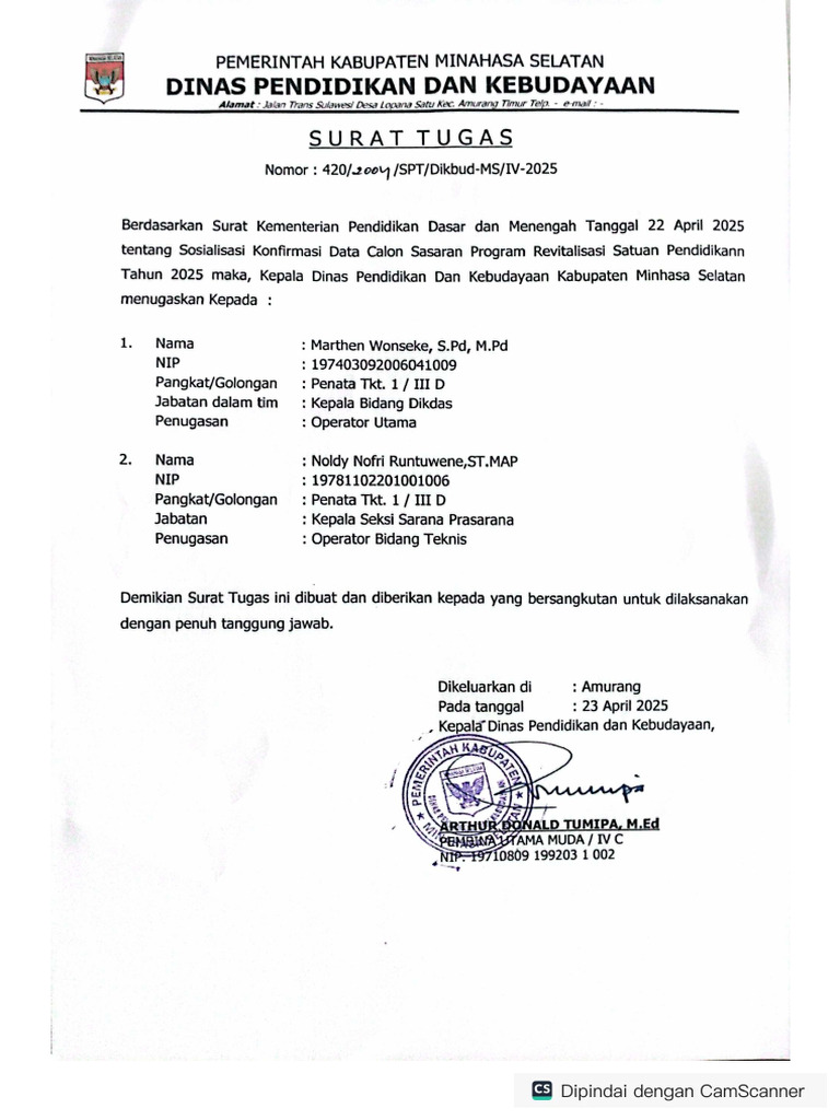 Surat Tugas Operator... | PDF