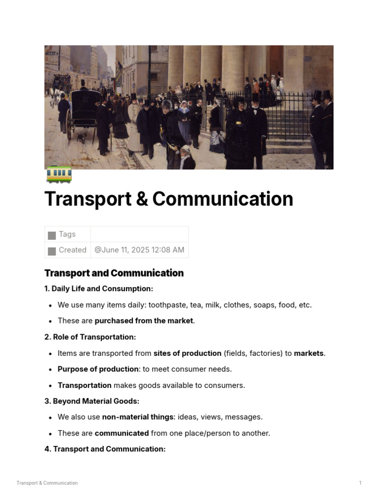 Transport - Communication - Self Notes | PDF | Rail Transport | Transport