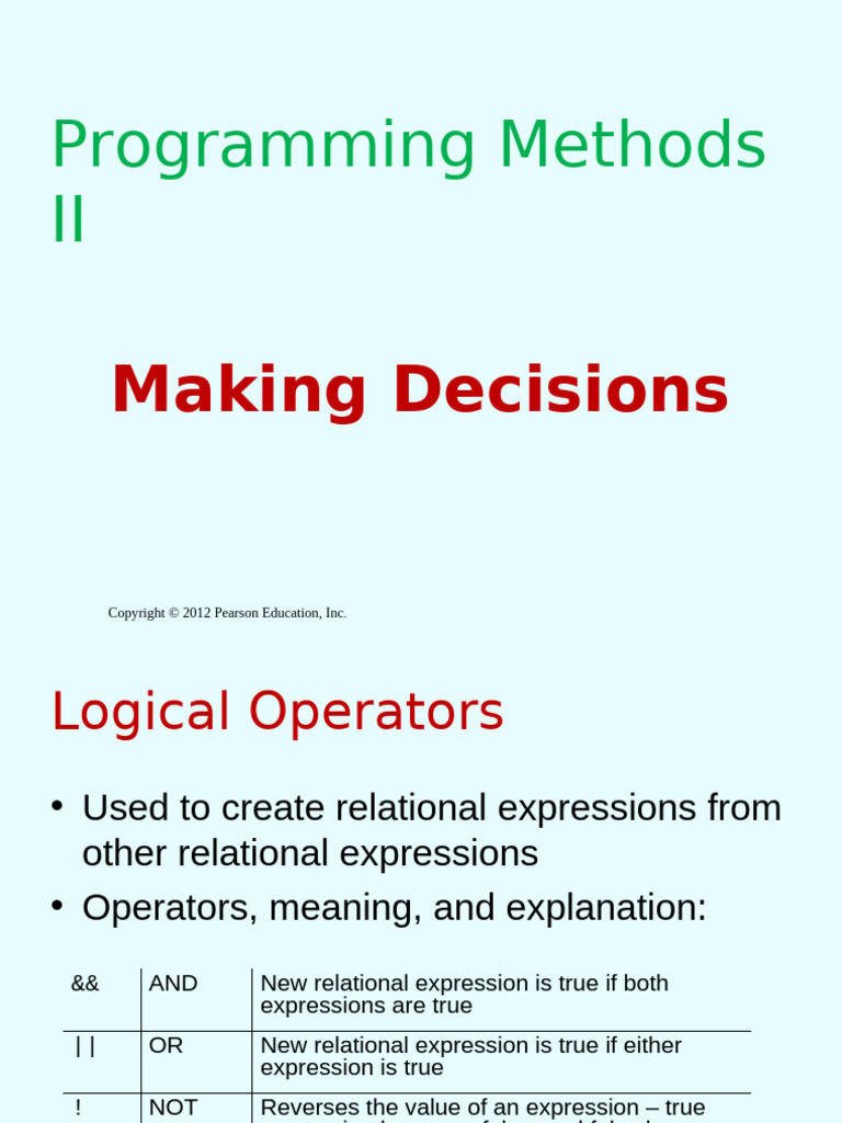 Lec 6 Making Decisions II | PDF | Computer Programming | Software Engineering