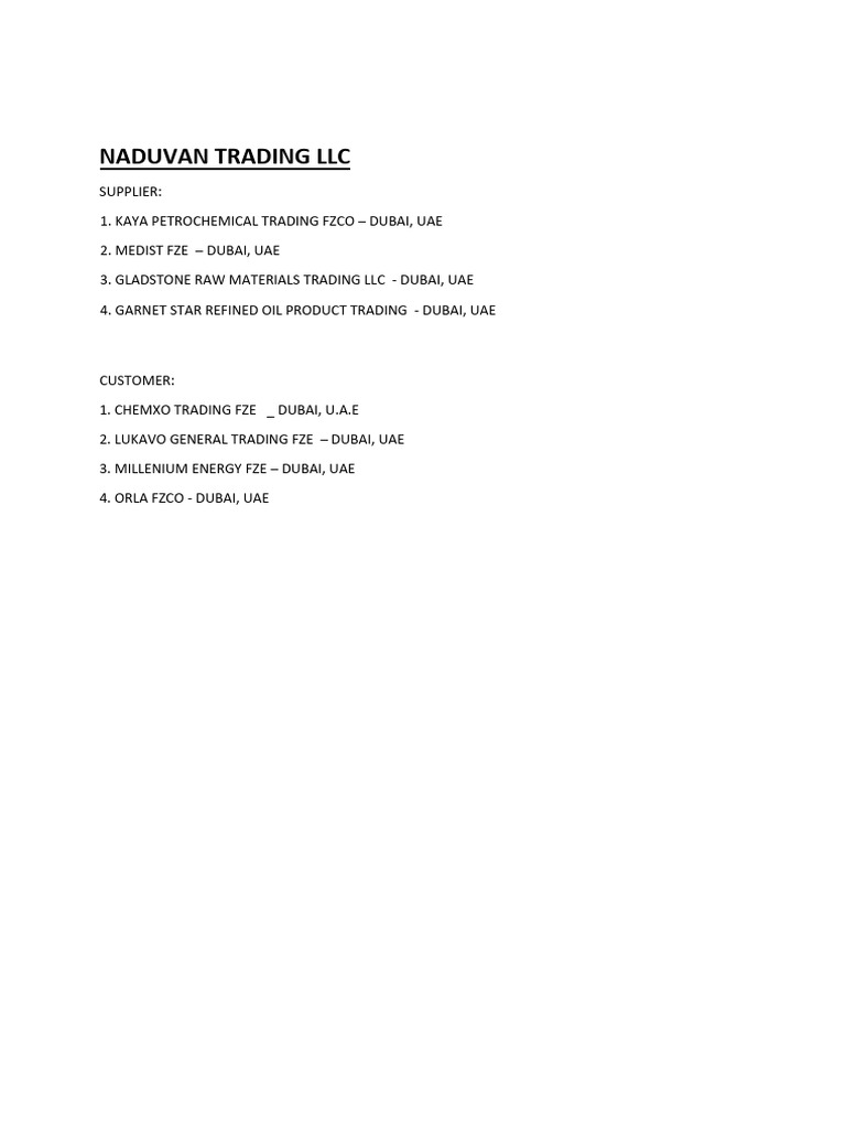 8) Buyers & Suppliers - NADUVAN | PDF