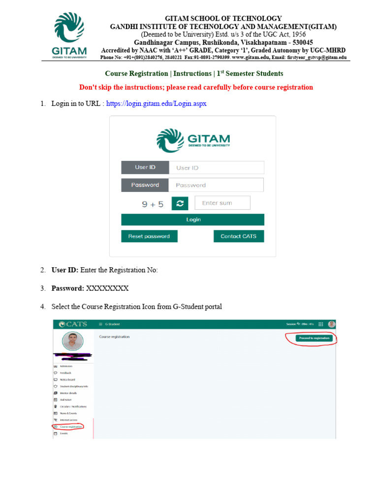 GST UG I Semester (2025-26AB) Course Registration Guidelines | PDF ...