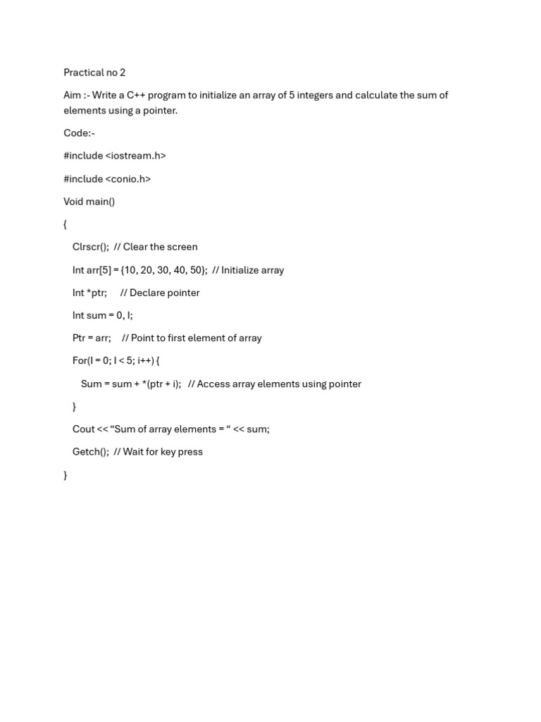 C++ Program to Sum Array Elements | PDF