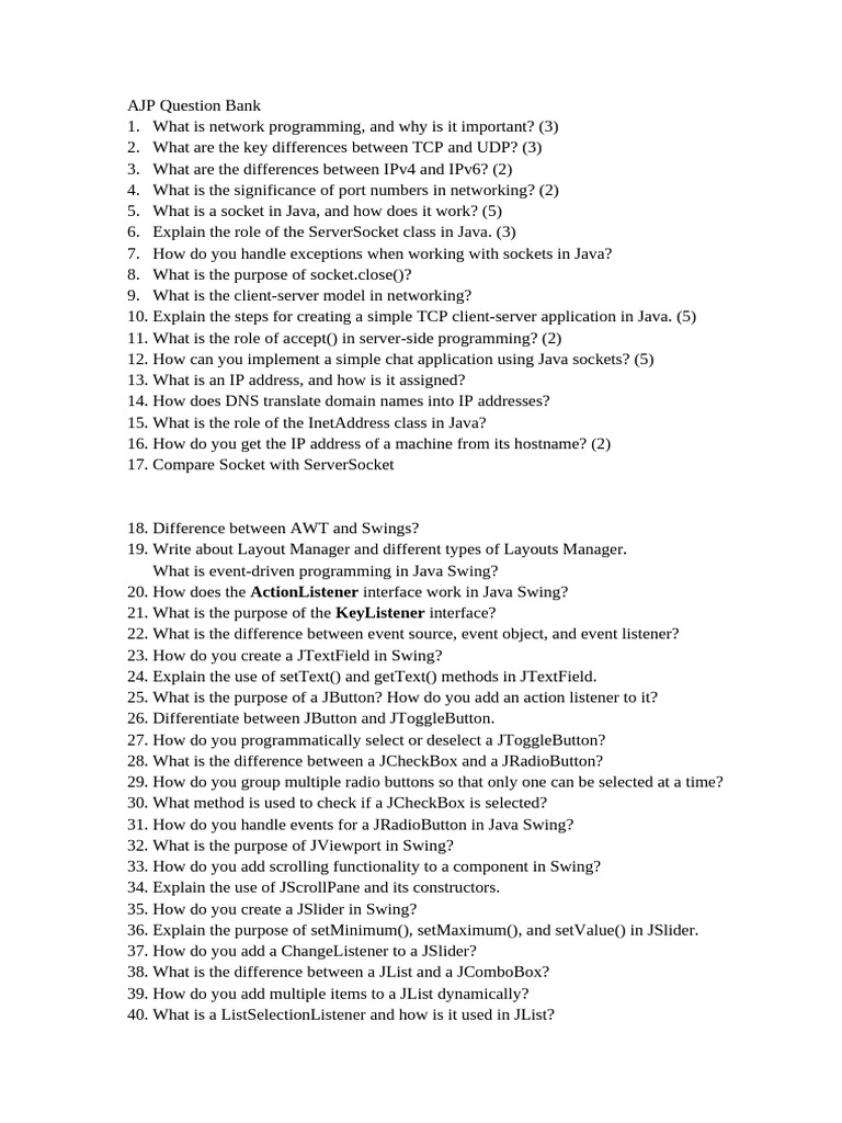 AJP Question Bank | PDF | Http Cookie | Ip Address