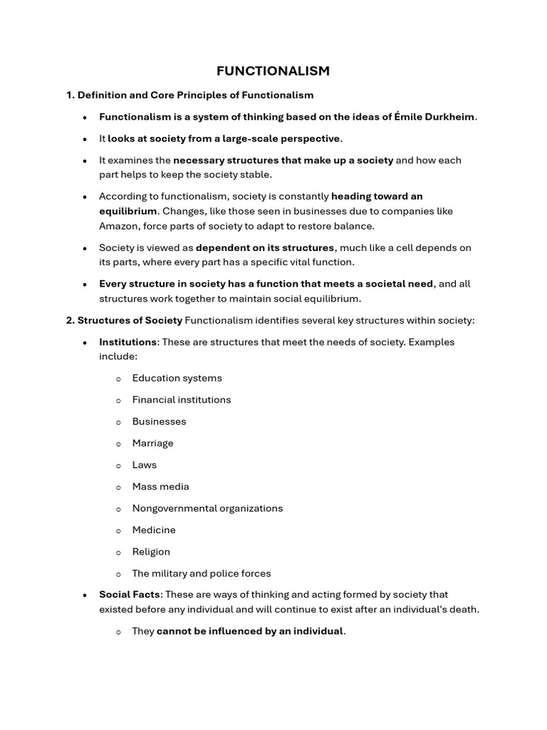 Structural Functionalism and Marxism | PDF | Society | Behavioural Sciences