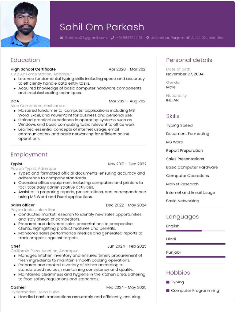 Sahil CV | PDF