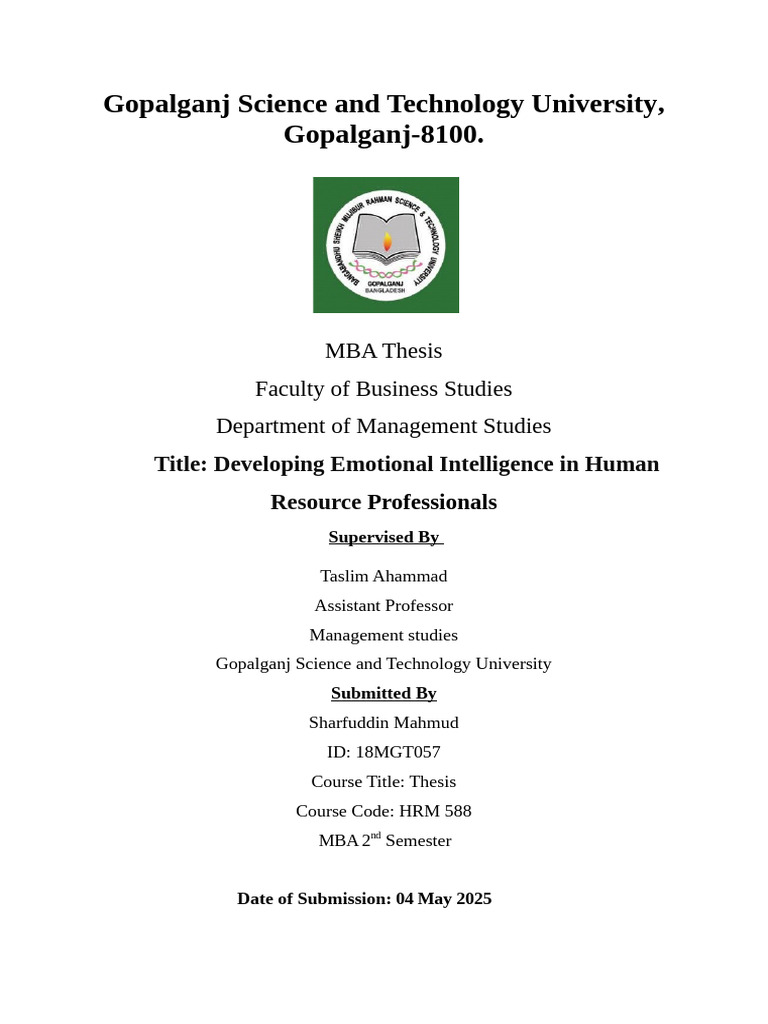 MBA Thesis Saim | PDF | Employment | Occupational Safety And Health